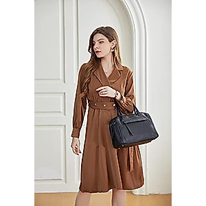 Iswee Genuine Leather Purses for Women Top Handle Handbags Soft Satchel Tote Shoulder Bag CrossBody Work Bag (Black)