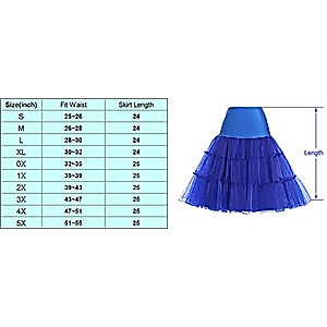 GRACE KARIN Women Tulle Underskirt Black Petticoat for 50s Dress Petticoat 2X