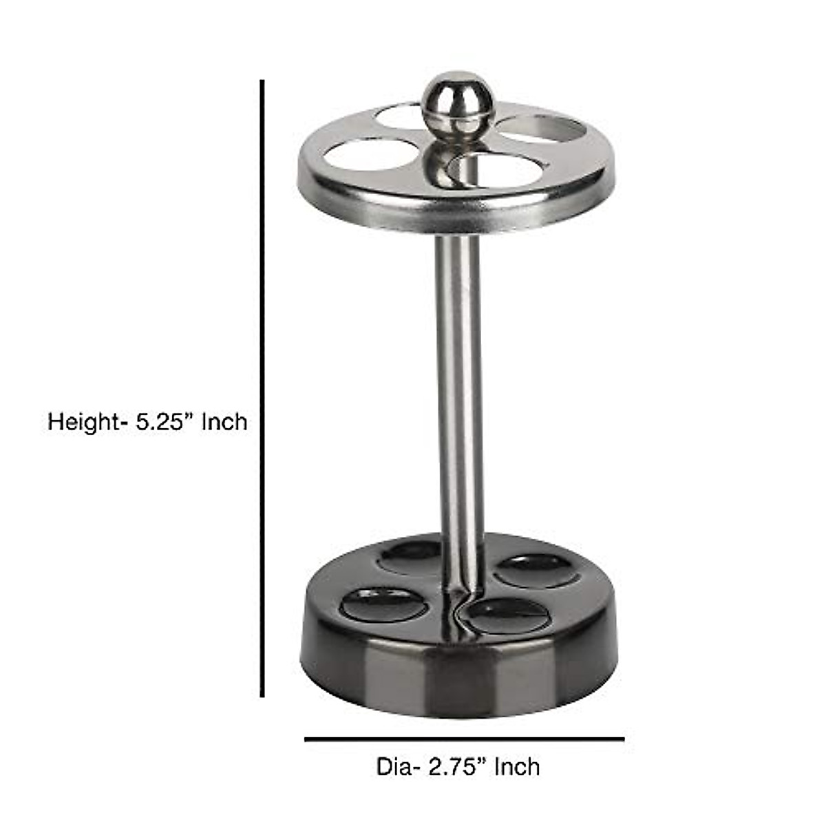 nu steel Triune Bath Accessory Set Vanity Countertop, 7 Piece Luxury Ensemble - Cotton Swab, soap Dish, Toothbrush Holder, Tumbler, soap Pump, Waste Basket, Tissue Box - Shiny, Brushed & Black Nickel