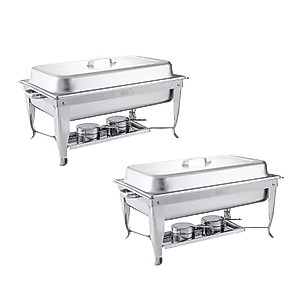 ORDINNER KIT 2 Pack 8QT Chafing Dish Buffet Set,Buffet Severs and Warmers Stainless Steel Chafer Set with Foldable Frame Chafing Server Set Food Warmer for Parties Catering Chafers C309