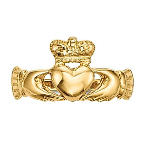 14K Yellow Gold Heart Love Irish Claddagh Celtic Ring Jewelry Size 7.00