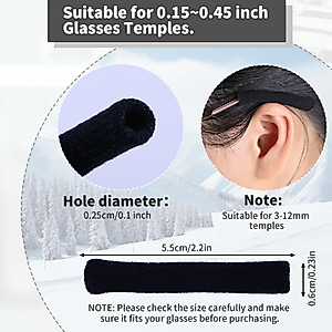 GCXIXPY Anti-Slip Elastic Comfort Glasses Ear Cushion, Black Soft Knitting Cotton Fabric Eyeglass Ear Cushions, Glasses Grips for behind the Ear for Sunglasses Reading Glasses Eyewear (2 Packs)