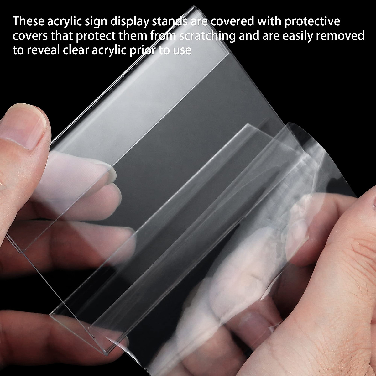 BILLIOTEAM 40pack Mini Clear Sign Display Holder with Blank Labels,3.5*2.4 Inch Horizontal Slanted L-Shape Plastic Name Card Price Card Tag Label Counter Top Stand