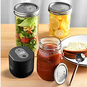 Electric Mason Jar Vacuum Sealer Kit for Regular & Wide Mouth Mason Jars Lids Canning Supplies Mason Jar Sealer with Can Opener Automatic Dry Canning Vacuum Sealer Machine for Food Saver Storage Black