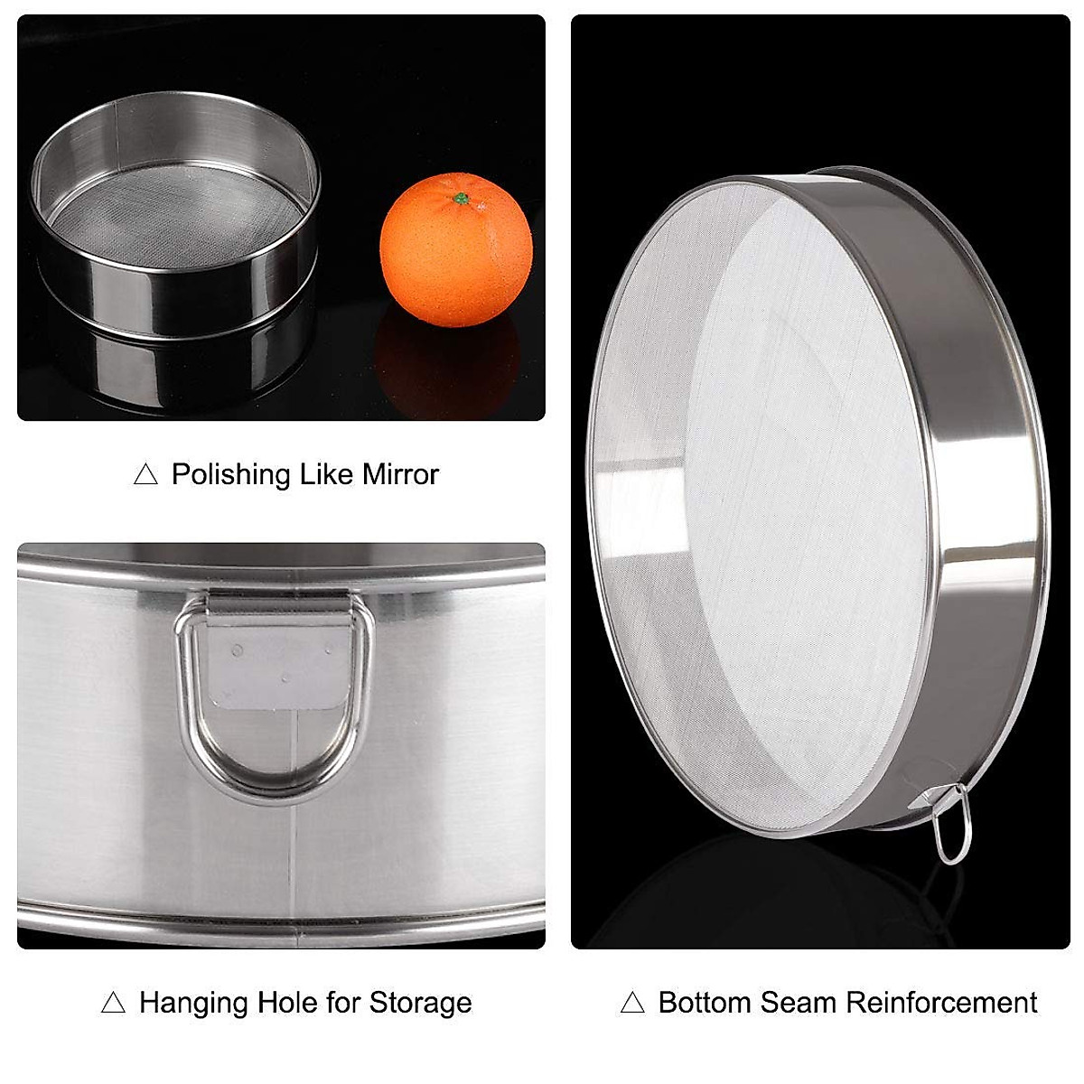 Xpanal Flour Sieve Fine Mesh, 6" Stainless Steel 60 Mesh Round Flour Sifter for Baking Cake Bread