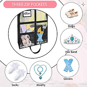 Dntorx 4 Pack Dance Garment Bags, 40" Dance Costume Bags with 3" Gusseted and 3 Pockets, Transparent Kids Garment Bags for Hanging Clothes Suit for Travel, Dance Competition and Closet Storage (Black)