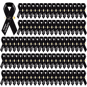 100 Pcs Funeral Ribbons Memorial Ribbon Funeral Pins Classic Memorial Service Respect Meditation Personalized Ribbon Bow with Safety Pins for Mourning Remembrance Day Funeral Event