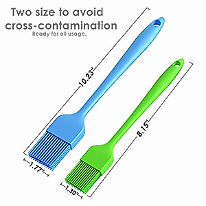JIANYI Silicone Basting Brush, Food Grade Spread Oil Butter Sauce Marinades for BBQ Grill Baste Pastries Cakes Meat Sausages Desserts and Kitchen Baking, Cooking (Blue + Green)