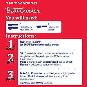 Betty Crocker Peanut Butter Snack Size Cookie Mix 7.2 oz (Pack of 3)