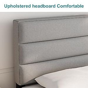 IYEE NATURE Bed Frame Full Size with Headboard,Sturdy Platform Bed with Wooden Slats Support,No Box Spring,Mattress Foundation,Easy Assembly,Grey