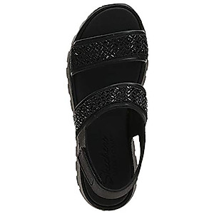 Skechers Women's Foamies Footsteps-Glam Party Sandal, Black/Black, 7 M US