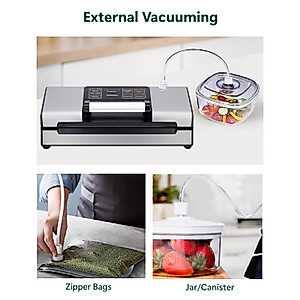 KURSINNA Automatic Vacuum Sealer Machine, 8 in 1 Multi-function Dry/Moist Modes For Food Preservation, Powerful Food Sealer with Built-in Cutter and Bag Storage | VS5738