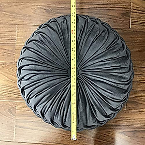 Elero Round Throw Pillow Velvet Home Decoration Pleated Cushion for Couch Chair Bed Car Orange