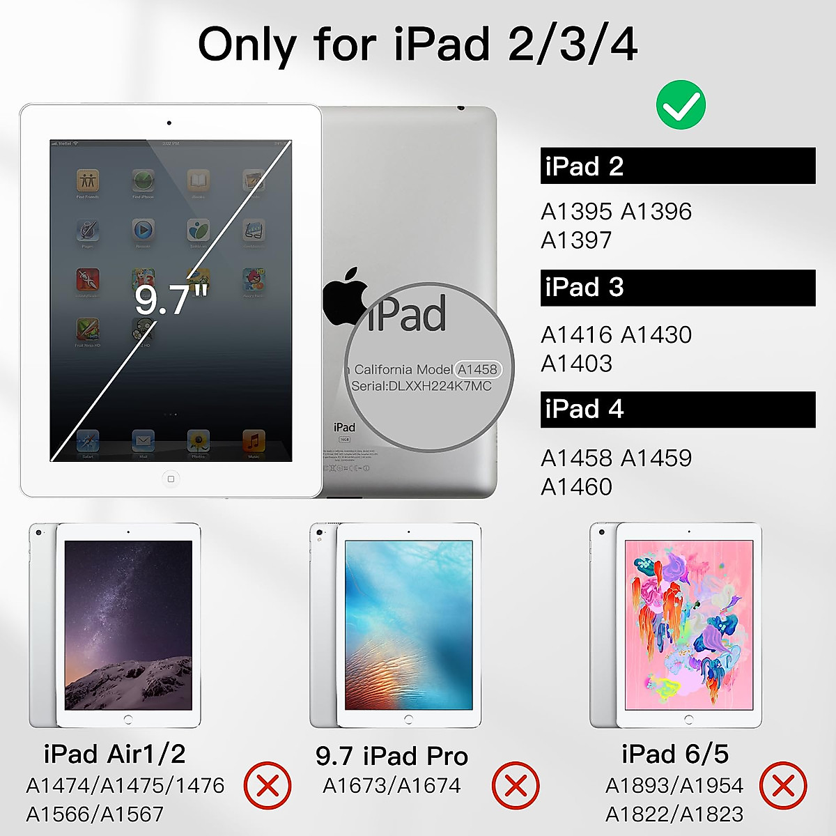 JETech Case for iPad 2 3 4 (2012/2011 Model), Not for iPad Air or iPad Air 2, Smart Cover with Auto Sleep/Wake (Black)