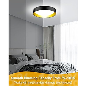 Flush Mount Ceiling Light Fixtures - 2Pack LED Ceiling Light Fixture 30W[375W Equiv] 3000LM Dimmable Bedroom Ceiling Lights, 3000K/4000K/5000K Black Ceiling Light for Bedroom Kitchen Hallway Closet