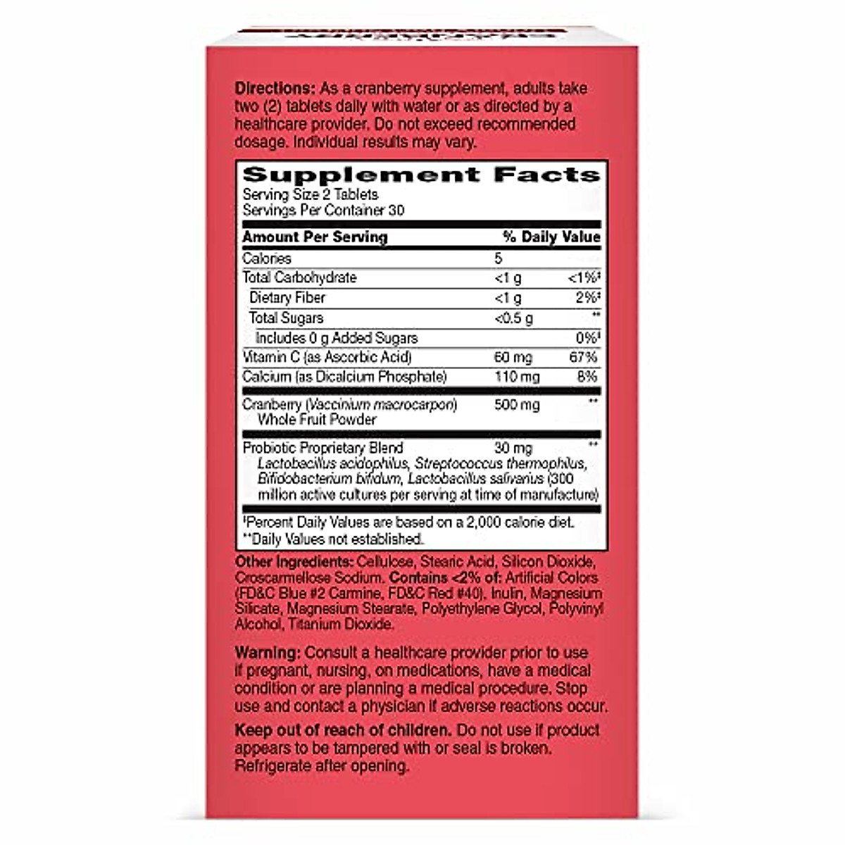 21st Century Cranberry Plus Probiotic Tablets, 60 Count