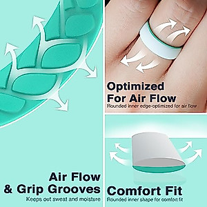 ThunderFit Silicone Wedding Bands for Women, 2 Layers 5.5mm Wide 2mm Thick - 1/4/7 Variety Multipack (Black-WhiteBlackMarble, Black-RoseGold, RoseGold-White, White-Black Size - 6.5-7 (17.3mm))