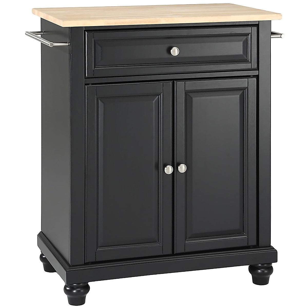 Crosley Furniture Cambridge Stainless Steel Top Small Rolling Kitchen Island Storage Cart, Microwave Stand, Mahogany