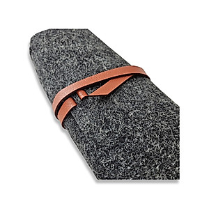 meori Felt Pencil Pouch with Artistic Vegan Leather Closure, Stylish Modern Design Durable (Anthrazite Grey, 1 Pack)