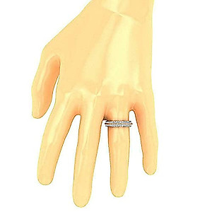 1 1/5 Ct Round Shape White Cubic Zirconia Two Tone Wedding Engagement Anniversary Womens Band Ring In 14K White Gold Plated 925 Sterling Silver (1.20 Cttw) Ring Size - 6