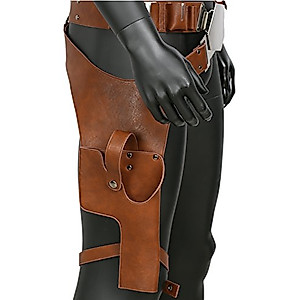 Xcoser Belt Cosplay PU Leather Holster Costume Props Adjustable Costume Accessories (Metal Belt Brown)