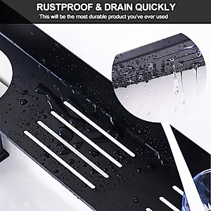 Teemuday Floating Shelves Wall Mounted for Bathroom, 15.7 x 4.7 inch, Floating Tray,Narrow Counter Organizer Shelf, Self Adhesive Shower Shelves for Bathroom, Laundry Room,Kitchen, Farmhouse, RV