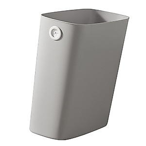 Keebgyy Small Trash Can, Plastic Small Trash Can, Slim Garbage Can, Plastic Waste Basket with Handles Container Bin for Narrow Spaces Bathroom, Bedroom, Kitchen, Office at Home(Warm Gray)