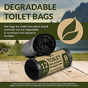 Reli. (12 Count) Portable Toilet Bags Compostable (8 Gallon - 1 Mil Thick) | Camping Toilet Bags | ASTM D6400 | Use for Portable Commode, Camp, Travel, Hiking (Black)