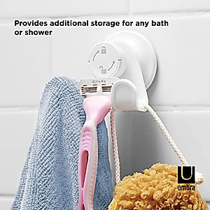 Umbra Flex Shower Storage Accessories with Patented Gel-Lock Technology Suction Cup, 5.8170000000000002 x 7.7469999999999999 x 6.1470000000000002 cm, White (Pack of 2)