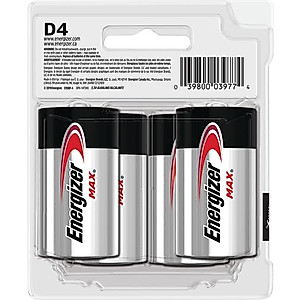 Energizer D Batteries, Premium D Cell Batteries Alkaline, 4 Count