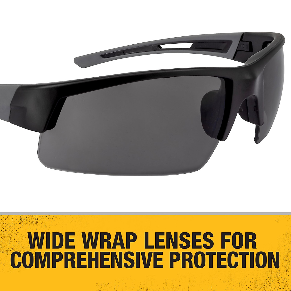 DEWALT Unisex DPG100 Half Frame Comfort Fit Protective Eyewear Black Frame Smoke Lens
