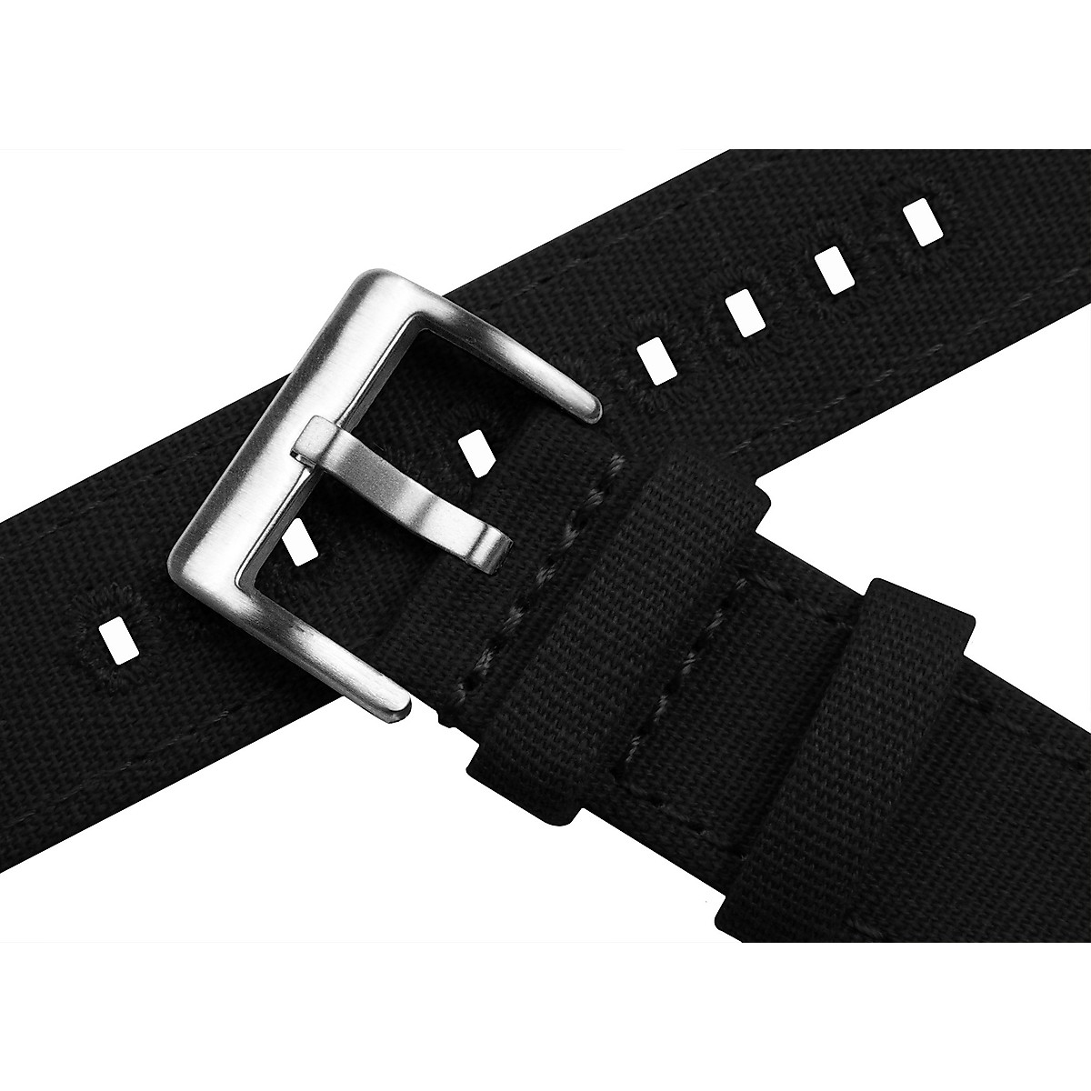 BARTON WATCH BANDS Quick Release Canvas Watch Band Straps, Black, 22mm