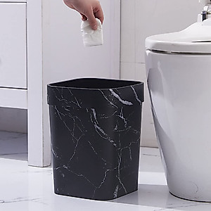 Zerodeko Waste Basket Square Small Trash Can Plastic Small Wastebasket Black Garbage Container Bin Garbage Can for Home, Kitchen, Bathroom, Office (14 L) Black Bathroom Decor