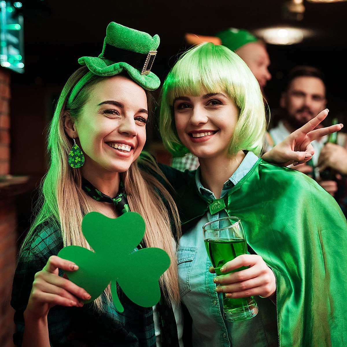 20 Pairs St. Patrick's Day Earrings Shamrock Dangle Earring Faux Leather Clover Drop Earrings Green Teardrop Earrings for Women Gift