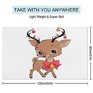 ZHIMI Beach Towels Oversized Cute Cartoon Christmas Deer Hand Bath Towel Pool Towels Microfiber Absorbent Sand Free Quick Dry Towels for Bathroom Gym Camping Women Men 31x51Inch