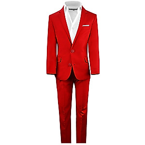 Black n Bianco Boys' First Class Slim Fit Suits Lightweight Style. Presented by Baby Muffin (2T, Fiery Red)