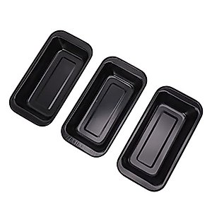 YYQTGG Baking Loaf Bread Pan, Uniform Air Flow Reusable and Durable 3PCS Black Carbon Steel Rectangular Mould Pan Fast Heat Conduction for Home Kitchen