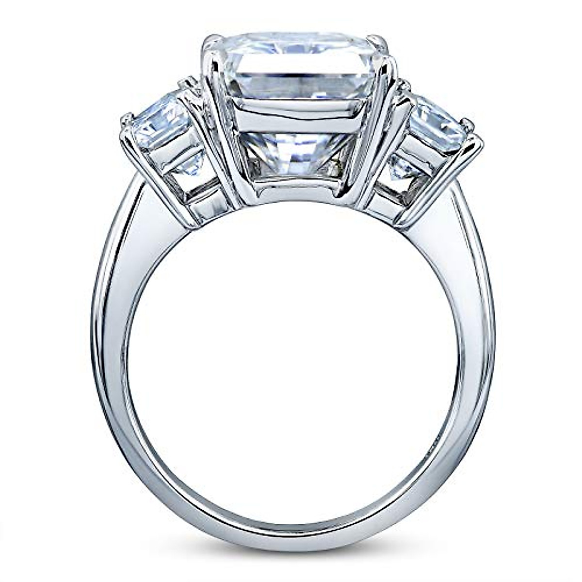 Kobelli 6 3/4 Carat TGW Three Stone Radiant Cut Forever One Moissanite Statement Engagement Ring in 14k White Gold, 7