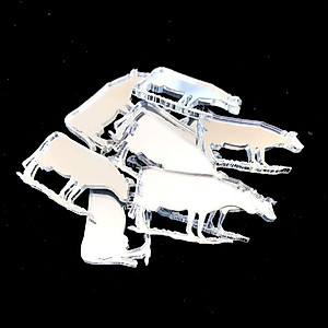 Super Cool Creations Cow Shaped Crafting Mirrors, Set of 10, Many Colours, Shatterproof Acrylic, Red Mirror, Pack of 10 x 9cm