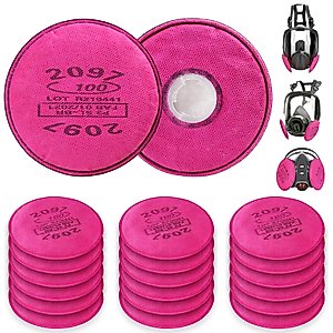 20PCS 2097 Particulate Filter for Respirator,Respirator Cartridge with Activated Carbon Layer for 6200,6502,6800,7502 Respirator Mask,Filters Solid Particulate Matter,Lead Paint,Dust,Asbestos etc.