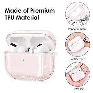 KOREDA [4 in 1] for AirPods Pro 2nd/1st Generation Case Cover with Cleaner Kit & Replacement Eartips(S/M/L), Soft Clear Protective AirPod Pro Case Shockproof Cover with Keychain for Women Men