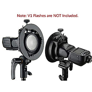 Godox S2 Speedlite S-Type Bracket Bowens Mount Flash Holder for Godox V1 AD200Pro AD400Pro AD200 and Other Flashes, Precise Tilt Control, Large Handle, Integrated Umbrella Mount
