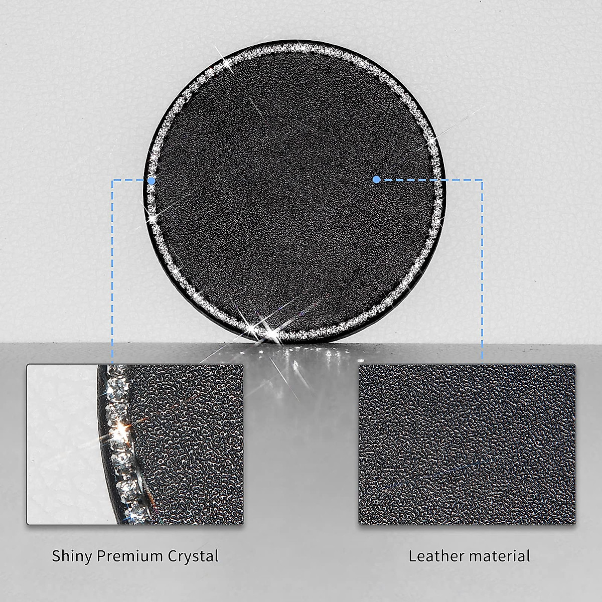 Coasters for Drinks Coffee Tea Cup Pads Table Mat with Coaster Holder for Home,Office,Kitchen,Bar,Bling Crystal Luxury Handmade Diamond (Set of 6) (R White)