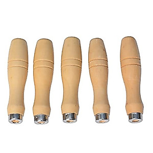 DS-Space Wooden File Handle with Strong Metal Collars for 4.0''-7.0'' File (5 Pack) (Medium)