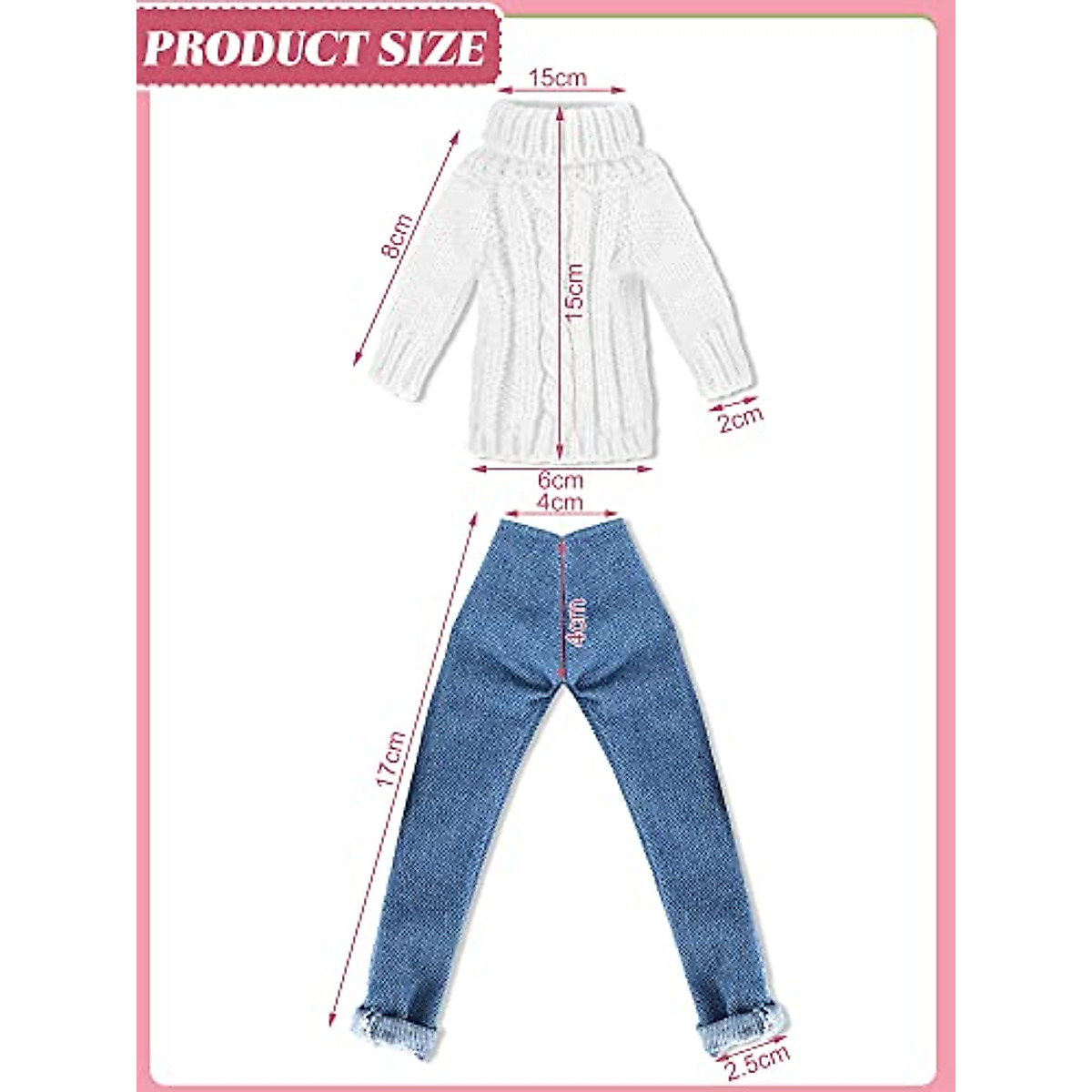 Bencailor 8 Pieces Doll Clothes 11.5 Inch Girl Doll Accessories Cotton Denim Pant Regular Outfit Energetic Doll Clothing Set (Stylish Style)