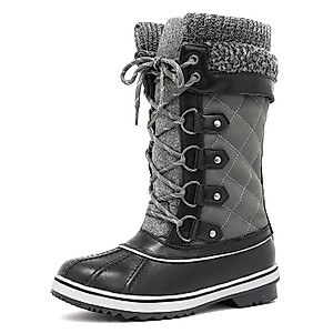 DREAM PAIRS Women's Mid-Calf Waterproof Winter Snow Boots Monte_02,Size 9,Grey,Monte_02