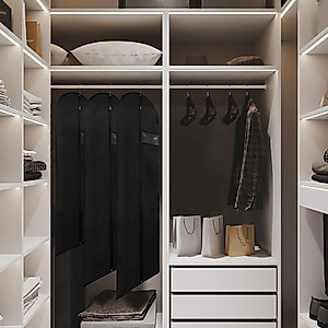 Beiskll Dress Bags for Gowns Long, 65'' Garment Bags for Hanging Clothes and Travel, Suit Bag for Storage, Clear Foldable Garment Bag (Black)