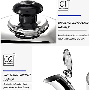 Stainless Steel Tea Kettle Stove Top Tea Kettle,with Ergonomic Heat-Resistant Handle,Modern Stainless Steel Tea Kettle (Color : Onecolor, Size : 4L)