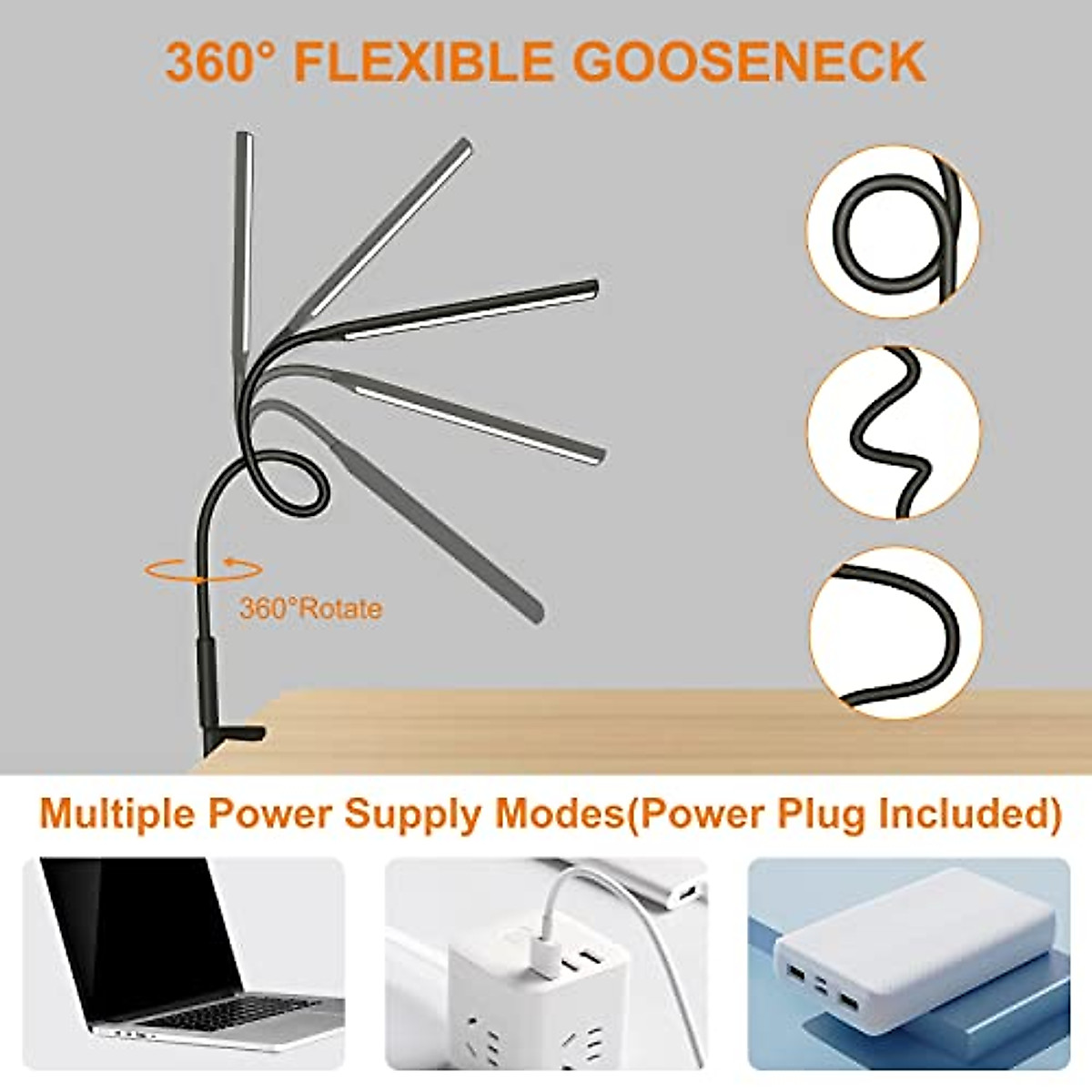 yotutun LED Desk Lamp, Swing Arm Table Lamp with Clamp, Flexible Gooseneck Task Lamp, Eye-Caring Architect Desk Light, 3 Modes 10 Brightness Levels, Memory Function Desk Lamps for Home Office, 12W