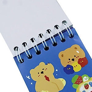ANKOMINA 50 Sheets Cute Bear Sticker Spiral Book Small Cartoon Animal Decorative Stickers Korean Stationery for DIY,Journal,Scrapbooking,Laptop,Phone,Luggage,Water Bottle